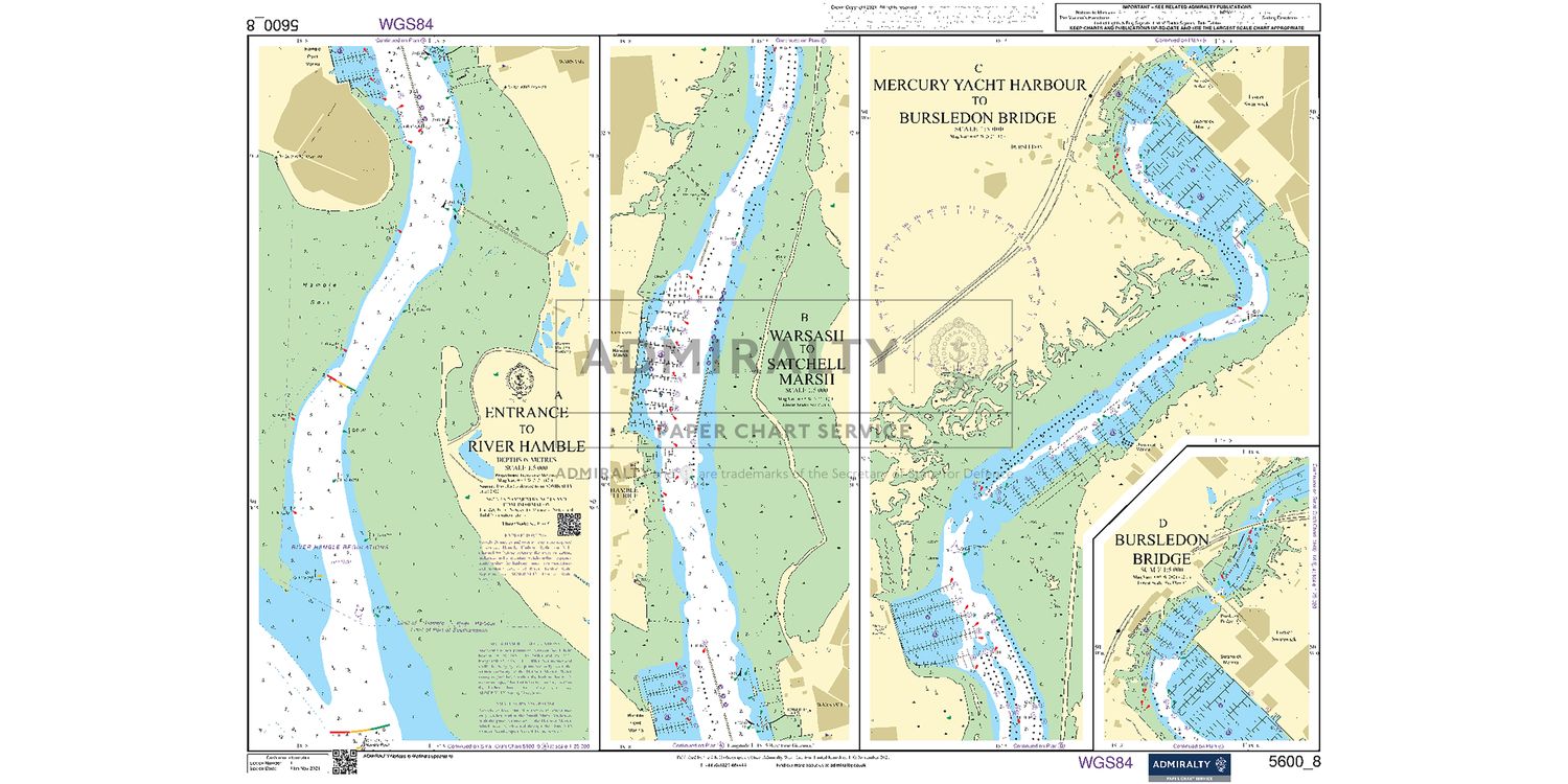 Admiralty 5600_8 Small Craft Chart - River Hamble to Bursledon Bridge ...