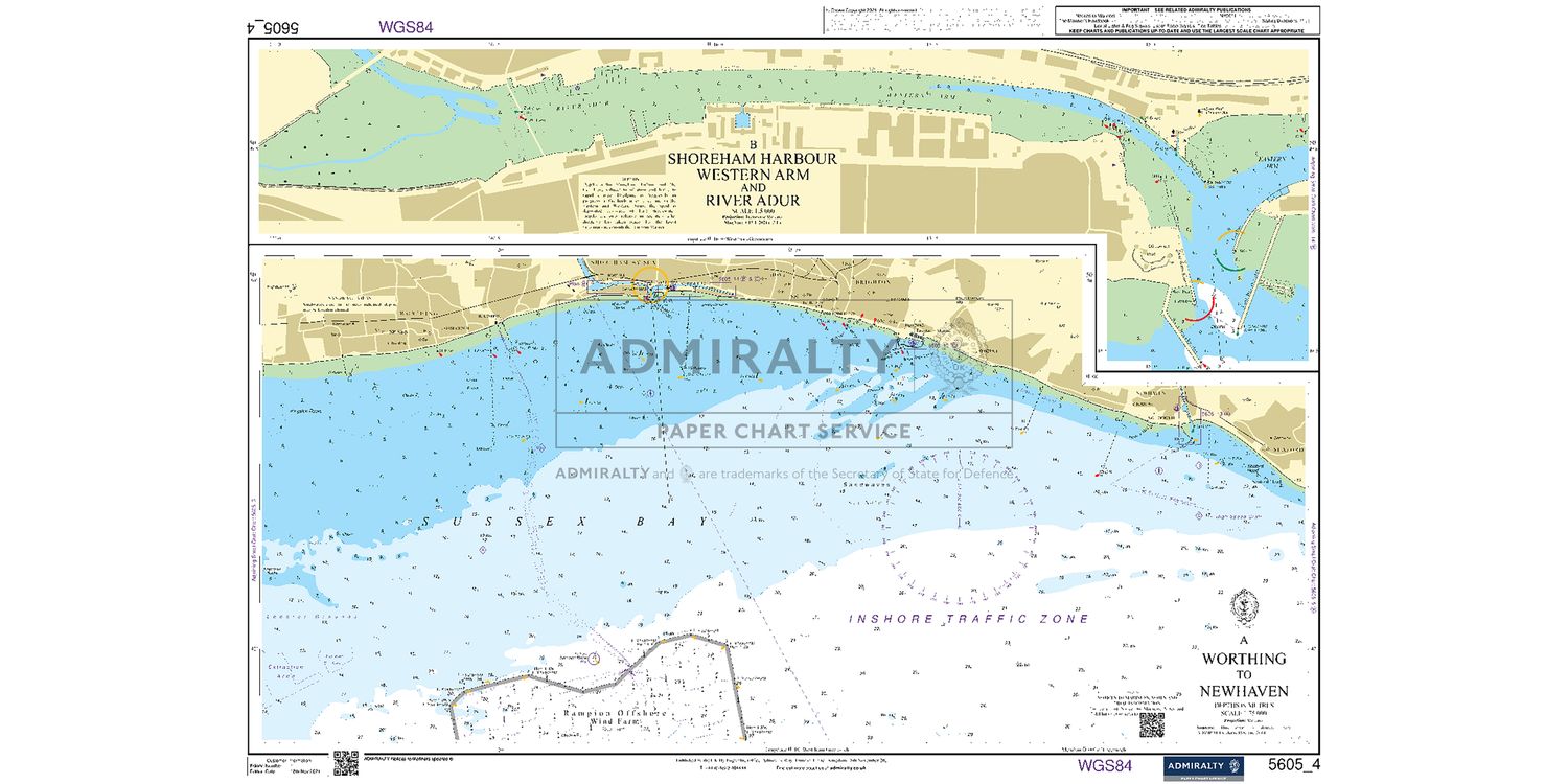 Admiralty 5605_4 Small Craft Chart - Worthing to Newhaven (Chichester to Ramsgate) only £17.80