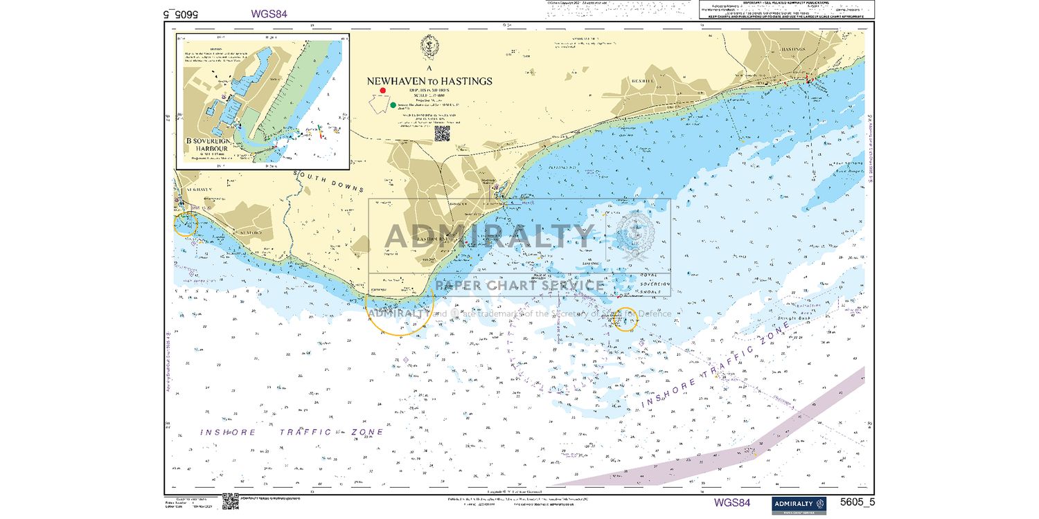 Admiralty 5605_5 Small Craft Chart - Newhaven to Hastings (Chichester to Ramsgate) only £16.20