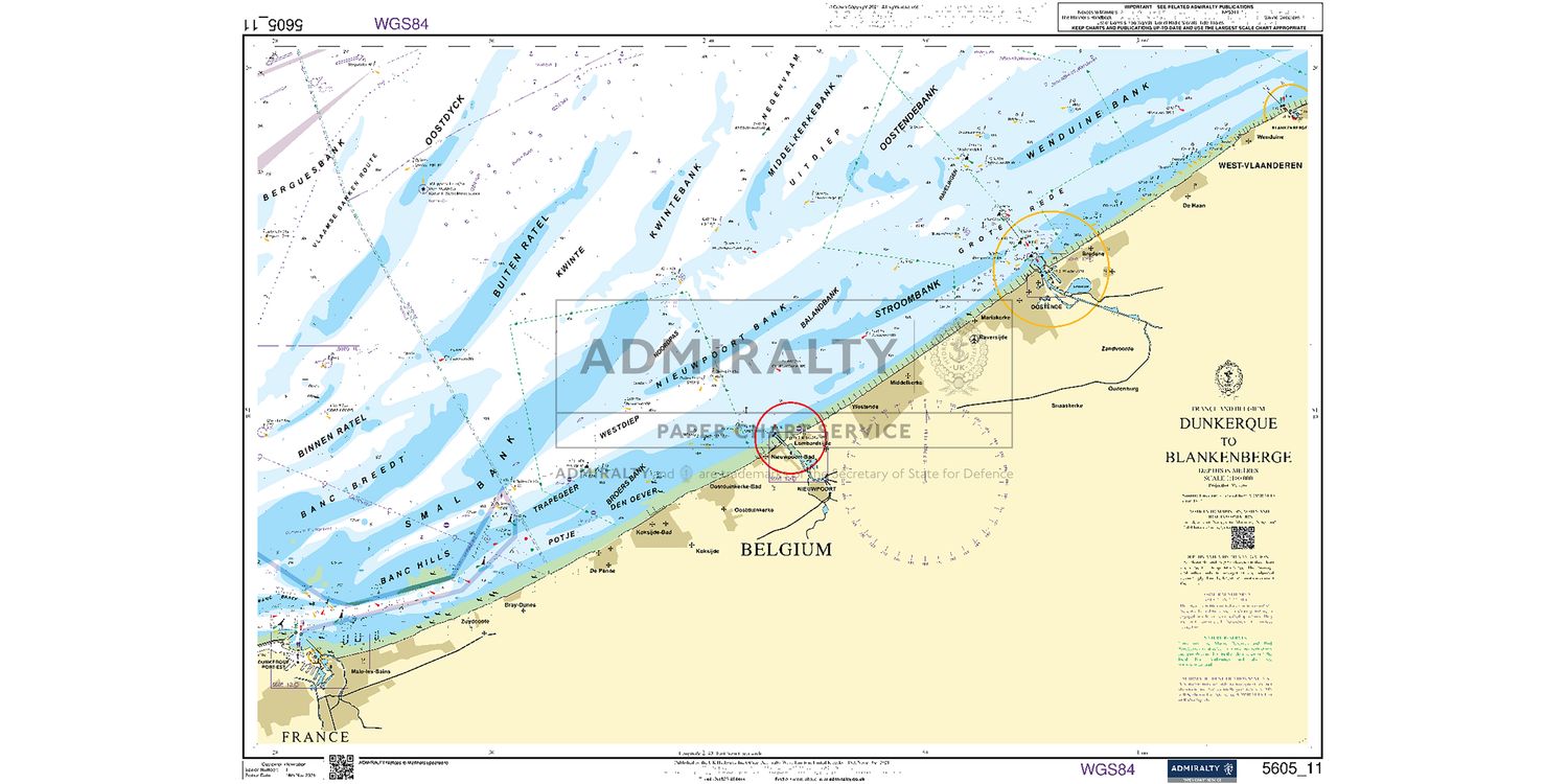 Admiralty 5605_11 Small Craft Chart - Dunkerque to Blankenberge (Chichester to Ramsgate) only £17.80