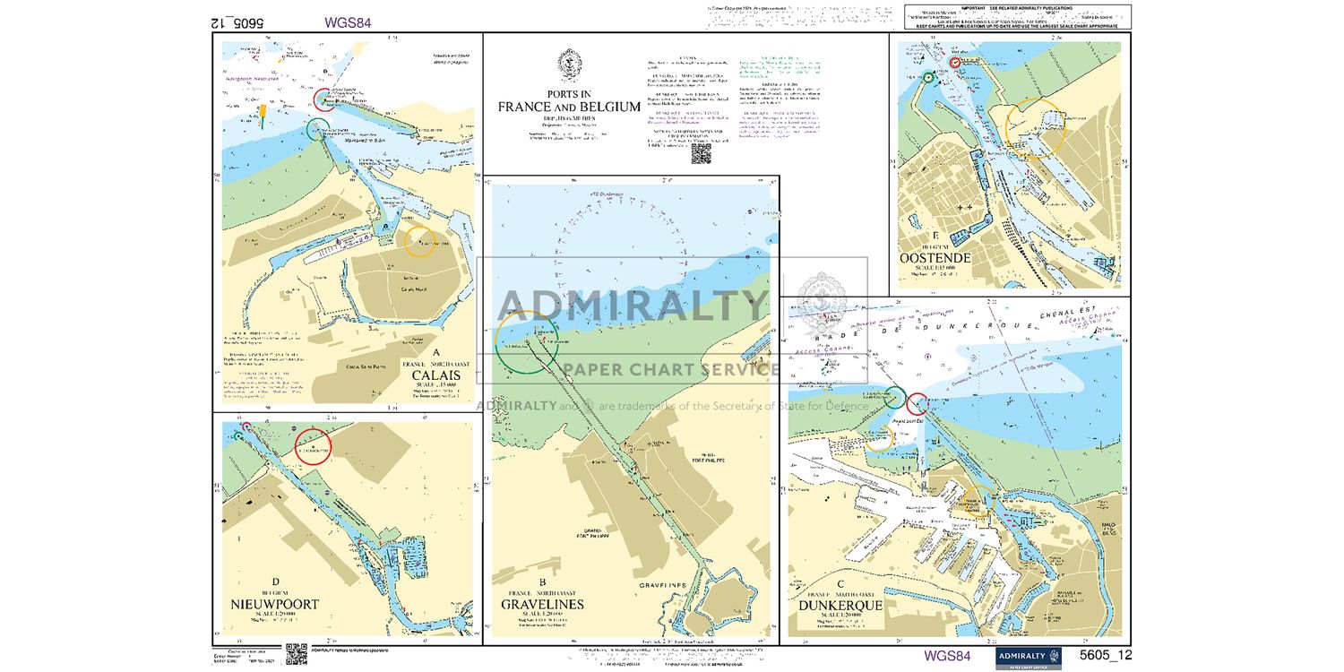 Admiralty 5605_12 Small Craft Chart - Calais to Oostende (Chichester to Ramsgate) only £17.80
