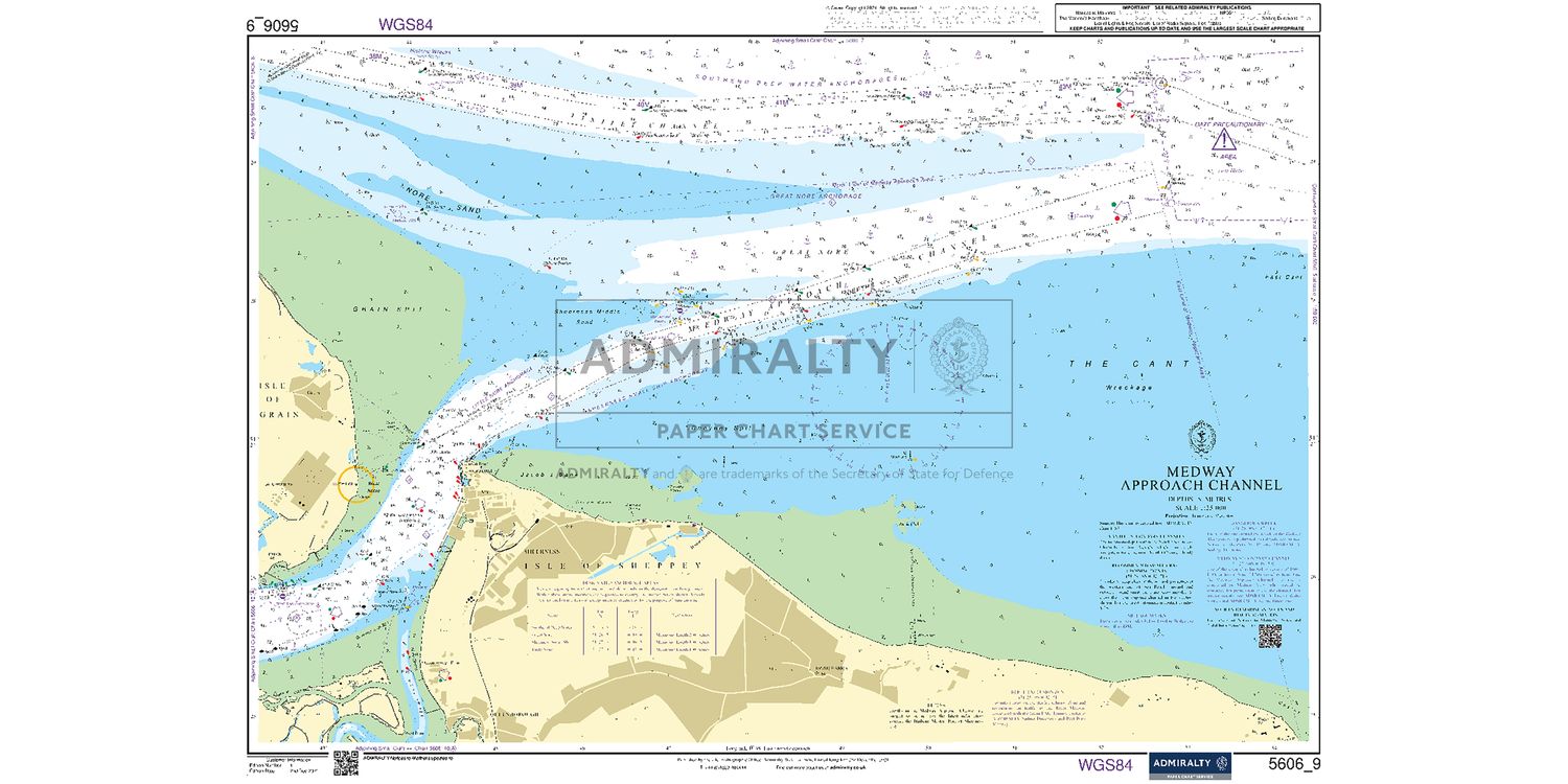 Admiralty 5606_9 Small Craft Chart - Medway Approach Channel (Thames ...